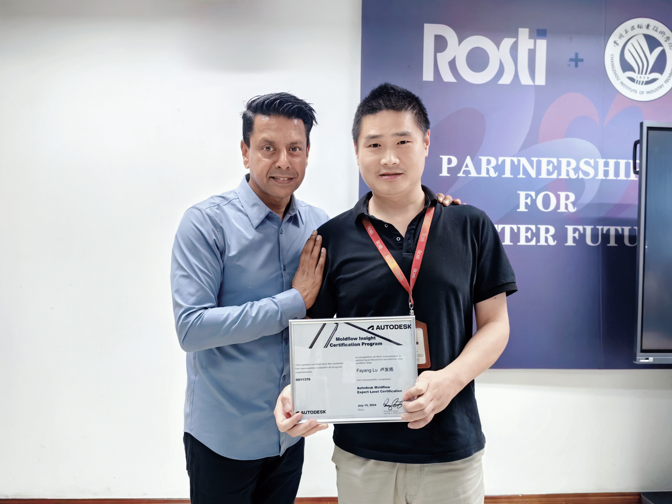 Devin Lu awarded Autodesk Moldflow Expert Certification - Rosti